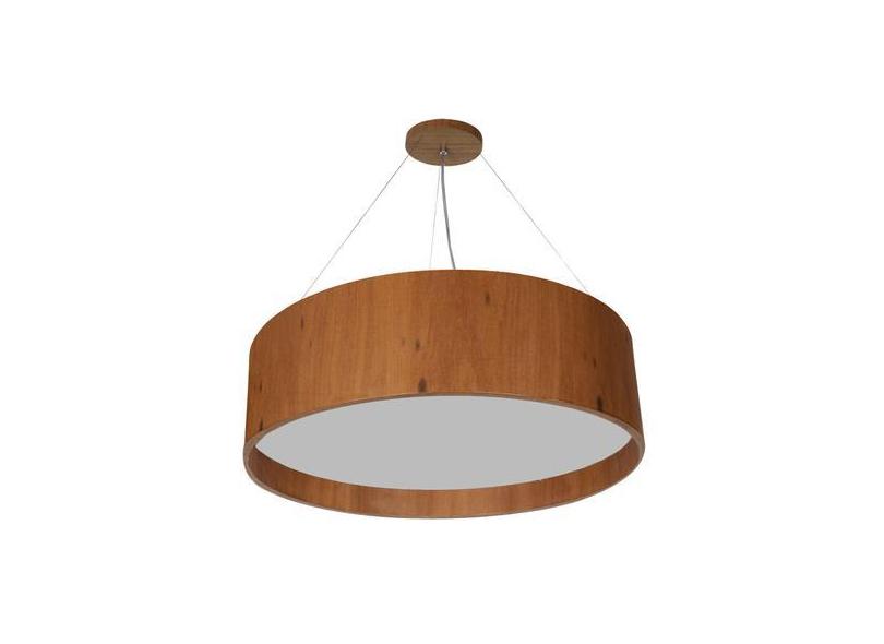Lustre Pendente Redondo Madeira 80 X 40 Cm Adrilustres em Promoção é