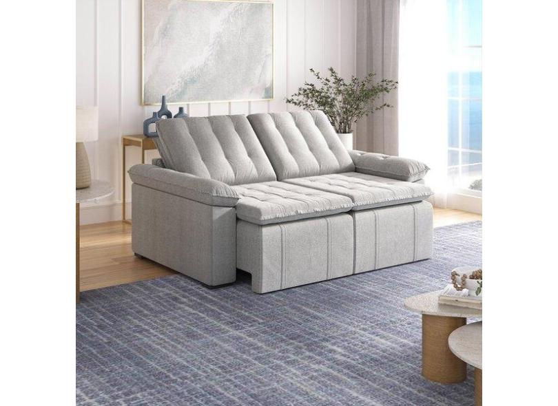 Sof Cama 3 Lugares Retr til Reclin vel 2,00m Linho Com Molas com o ...