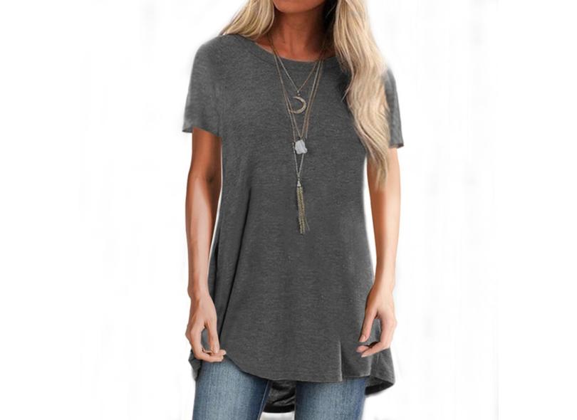 Blusa T-shirt Feminina Moda Plus Size Decote Redondo Manga Curta -Veja ...