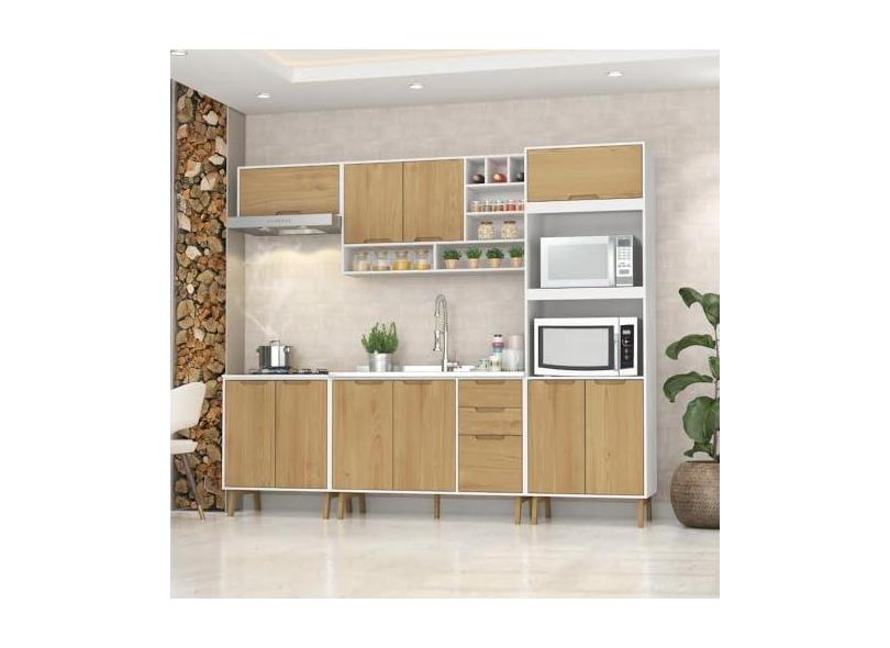 Cozinha Modulada Completa sem Tampo 5 Peças 10 Portas 3 Gavetas Branco ...