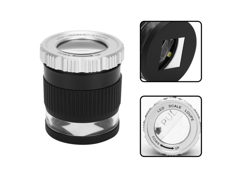 Lupa óptica Lupa cilíndrica com zoom 30X Lupa para joias com LED com o ...