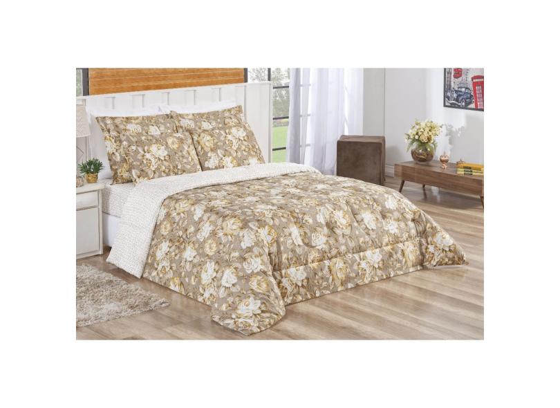 Kit Edredom Bouti Quarto Cama King 03 peças - Cor: Patchwork Caqui com ...