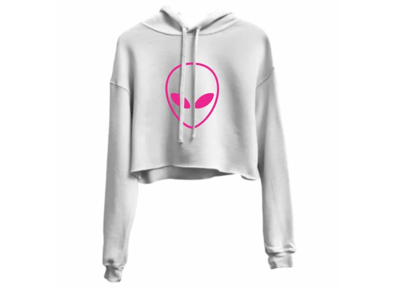 Show Lançamento Casaco Cropped Alien Efect Feminino manga longa capuz ...