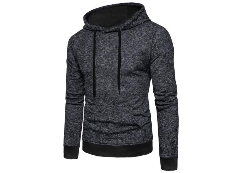 Moletom com capuz masculino com capuz cor sólida moletom mangas ...