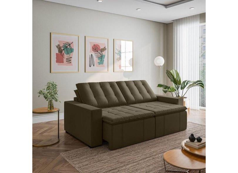 Sof Cama Retr til E Reclin vel 3 Lugares 260cm Em Veludo Pal com o ...