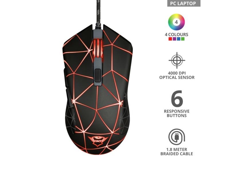 Mouse Gamer Led GXT 133 Locx 4000dpi 6 botões e Formato Ambidestro ...