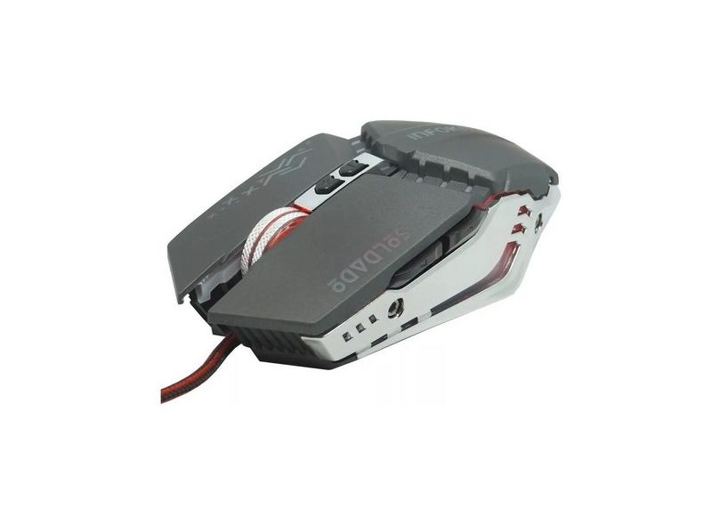 Mouse Óptico Gamer Usb 2400 Dpi 6 Botões Led Rgb 4 Cores Cabo Infokit X Soldado GM-705 com o ...