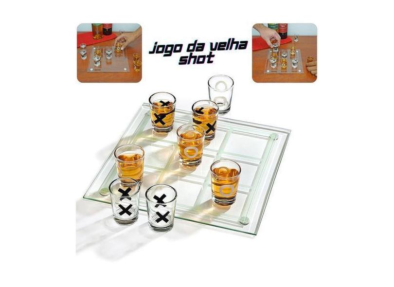 Jogo Da Velha Shot Drinks Tabuleiro Vidro Com Copinhos Jogos Adultos ...