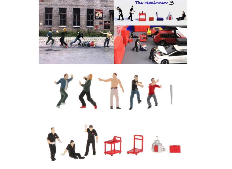 13 Unidades 1/64 Figuras Diorama Street Scene Scenario Model Kit Layout ...