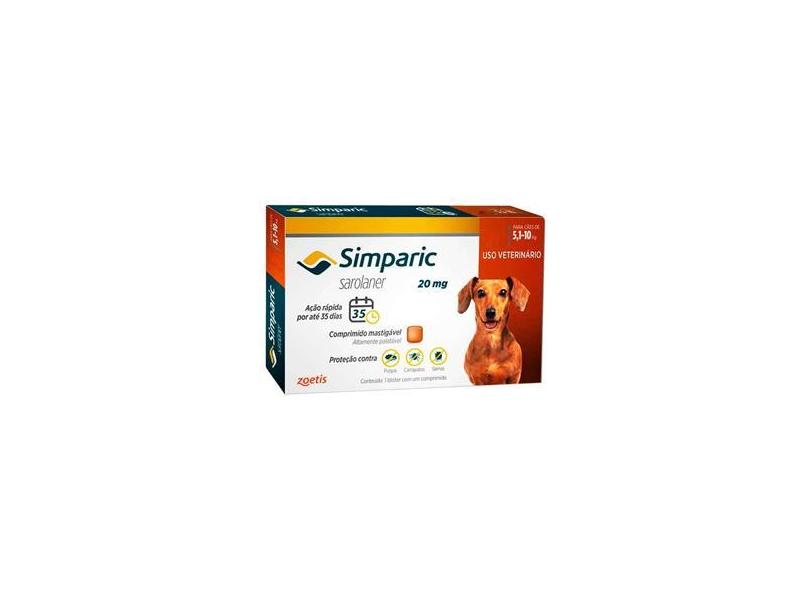Antiparasitário Simparic para Cães de 5,1 a 10 Kg com 3 Comprimidos com ...