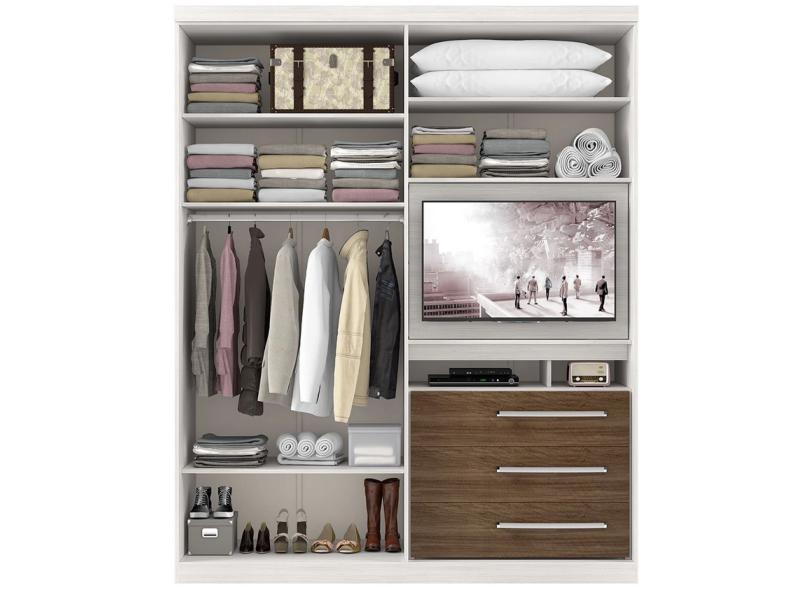 Guarda-Roupa Casal 4 Portas 3 Gavetas Brilliance THB Móveis com o ...