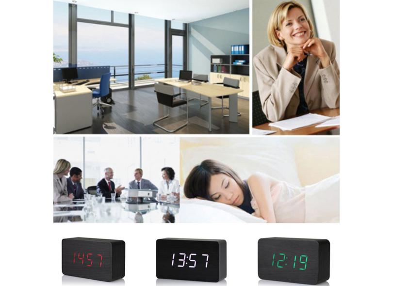 Alarme LED Eletrônica Digital Relógio Backlight Com Calendário Voice ...