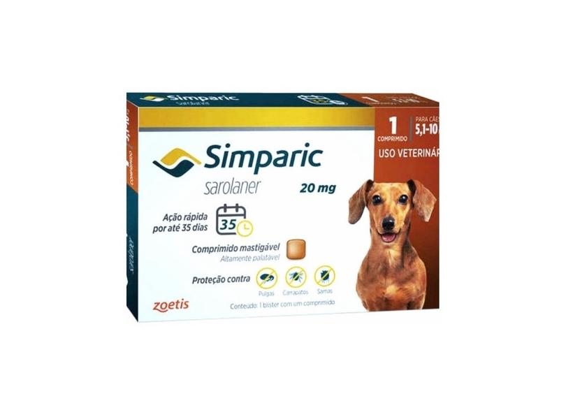 Simparic 20mg 5 A 10kg C/1 Comprimido - Full com o Melhor Preço é no Zoom