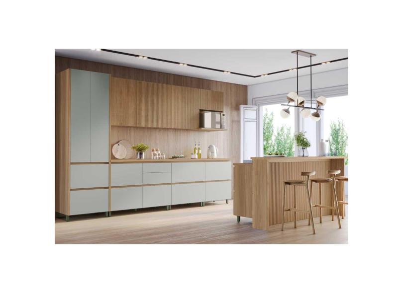 Armário De Cozinha Modulado Completa Rainha Gourmet 10 Peças Nature ...