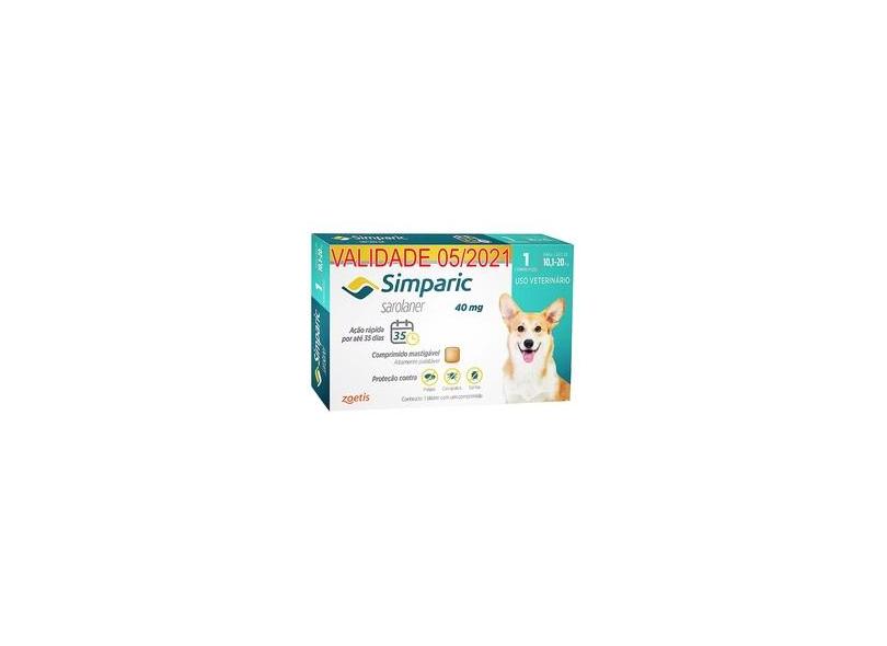 Simparic 40mg De 10,1 A 20kg - Zoetis (Validade 05/2021) com o Melhor ...