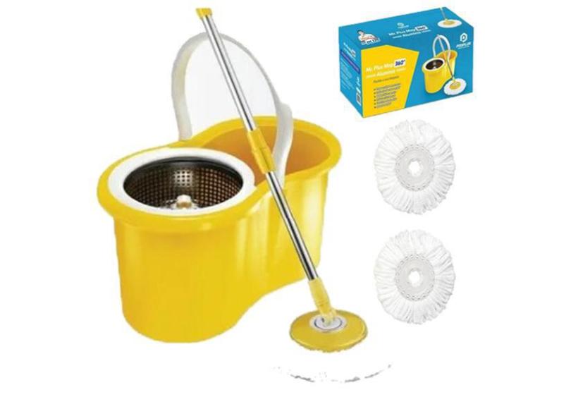 Balde Mop 360 Giratório Alumínio Cabo Retrátil Com 2 Refis com o Melhor ...
