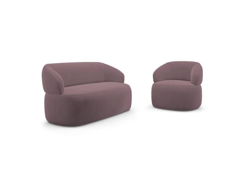 Kit Poltrona Giratória e Sofá Orgânico Living Glee 02 Lugares 140cm ...