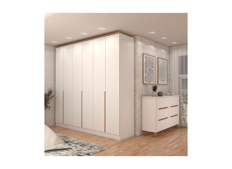 Guarda-Roupa Casal Dubai 6 Portas 4 Gavetas Com Cômoda 6 Gavetas 100% ...