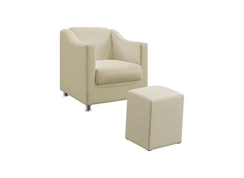 Kit Poltrona Decorativa Estofada Para Sala De Estar Alya E Puff Izar ...