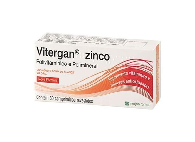 Vitergan Zinco Plus 30 Comprimidos Suplemento Polivitamínico em ...