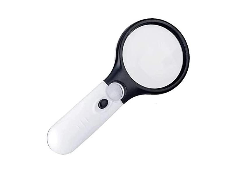 LFERRTYZ Lupa de Lupa 3 Luzes LED 10X 20X Lupa de Lentes de Leitura ...
