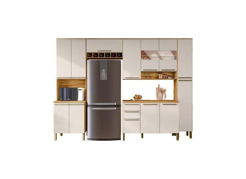 Cozinha Modulada 5 Peças 13 Portas 2 Gavetas C/ Vidro E Tampo Napoli M ...