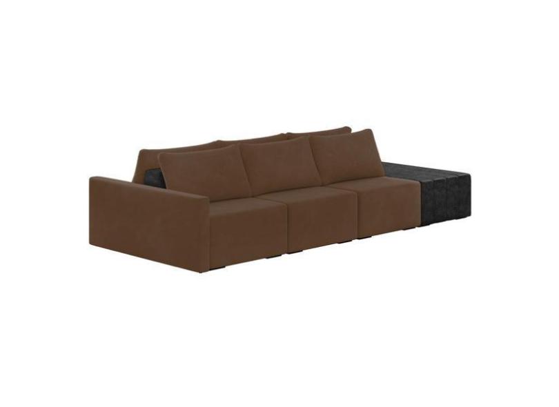 Sof Ilha 3 Lugares Living 312cm Modulado Sala Lary Veludo/pu em ...