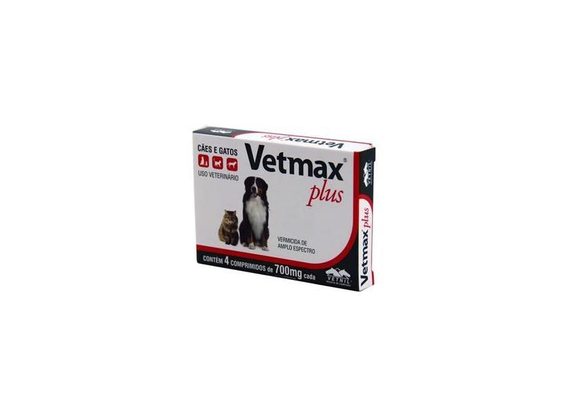 Vetmax Plus Vermífugo Cães 10kg 4 Comprimidos Vetnil com o Melhor Preço ...
