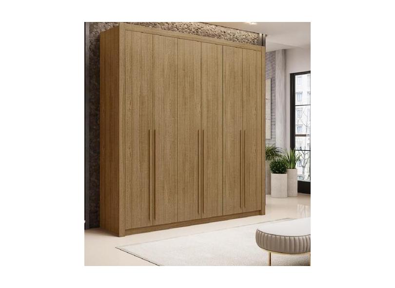 Guarda Roupas Casal Dubai 6 Portas 3 Gavetas Nature Vila Rica em ...