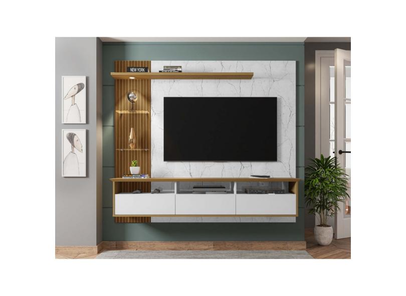 Painel com LED para TV até 60 Polegadas Trend Marmorizado Ripado ...