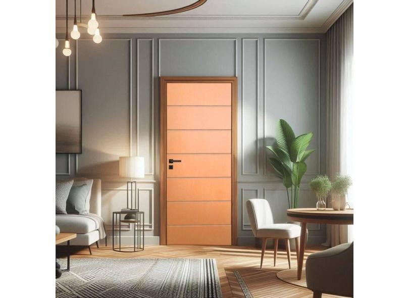 Porta de Madeira Bondoor 210x72cm Friso 07 Tauari Tauari com o Melhor ...