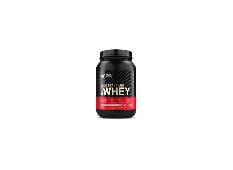 100% Whey Protein Gold Standard (907g) NOVO RÓTULO - Sabor: Morango com ...