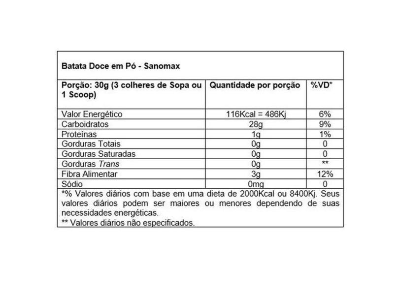 Batata Doce Em Pó 800g - Sanomax - Ganho De Massa com o Melhor Preço é ...