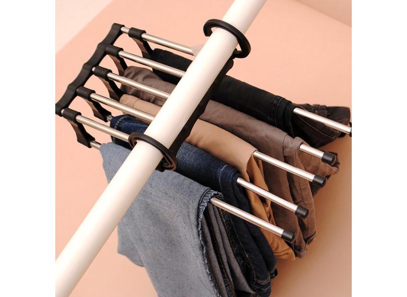 Rack de calça de aço inoxidável cinco em um Magic Rack de calça ...