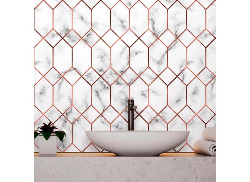 Papel De Parede Geométrico Hexágono Mármore Rose Gold em Promoção é no ...