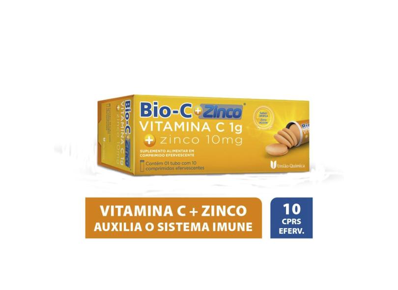 Vitamina C Bio-C + Zinco com 10 Comprimidos Efervescentes 10 ...