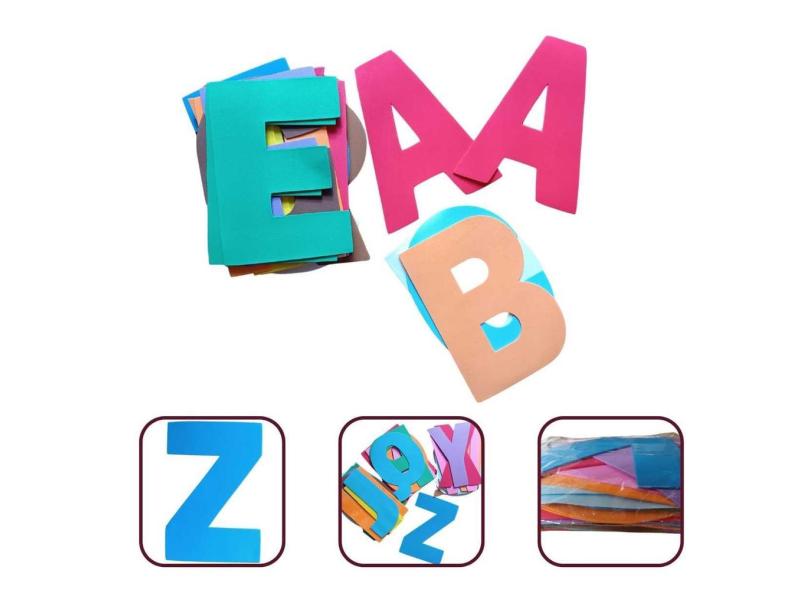 Letras Gigante Em Eva Alfabeto Vogais Grande 31 Peças Painel com o ...