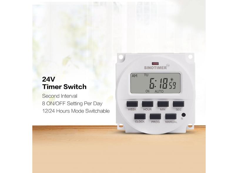 Sinotimer 24V Weekly 7 Dias Digital Programável Tempo interruptor do ...