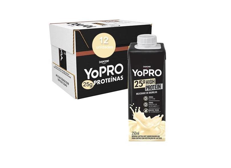 Yopro 25G Proteinas Milkshake Baunilha 250ml (12 Unidades) com o Melhor ...