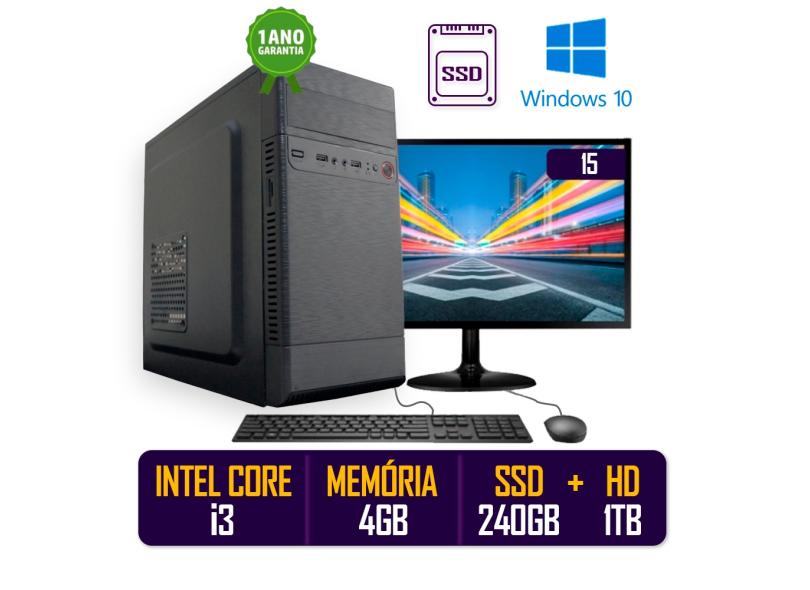 COMPUTADOR COMPLETO PC CPU INTEL i3 4GB SSD 240GB HD 1TB Windows 10 ...