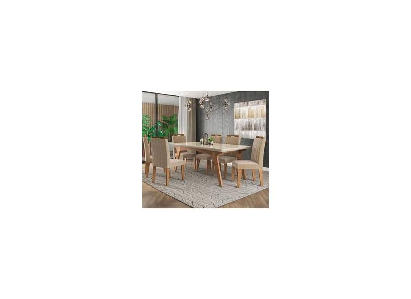 Conjunto de Mesa Selena 180 cm com 6 cadeiras Paola Cimol Savana/Off White/Nude com o Melhor ...