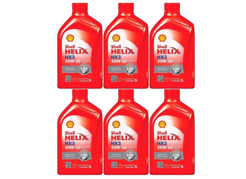 Kit 6 Óleos para Motor 20W50 SL Multiviscoso Shell Helix HX3 com o ...