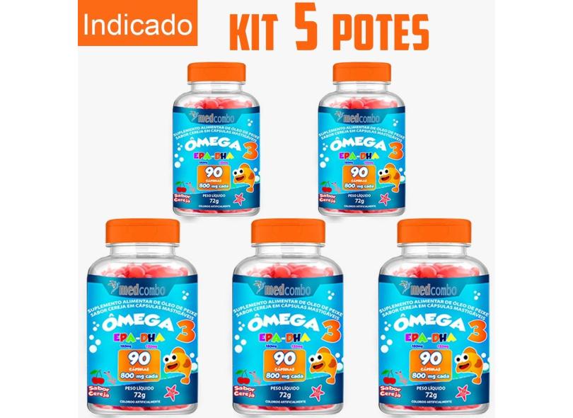Ômega 3 Infantil 90 Capsulas 800mg Combo 5 Unidades Medcombo com o ...