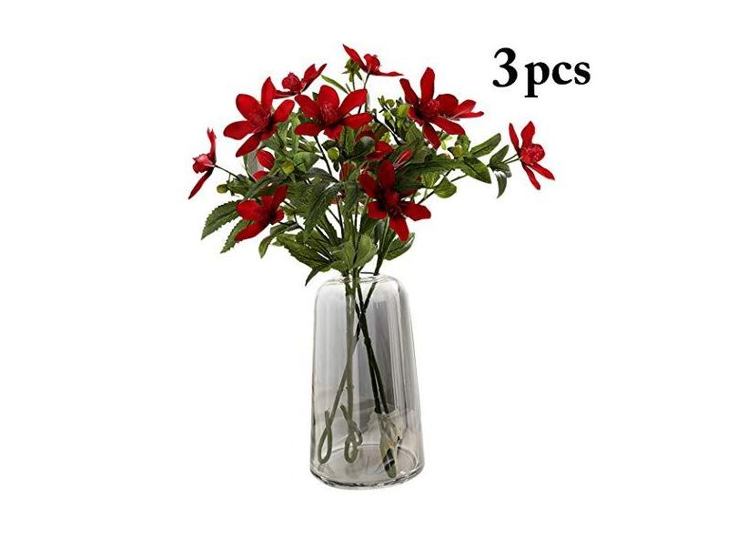 JUSTDOLIFE Flor artificial para casamento, 3 peças, flor artificial ...