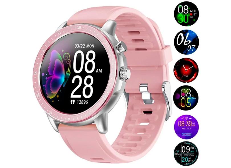 Relógio Smartwatch Feminino Touch Screen Rainbow e Prata com o Melhor ...
