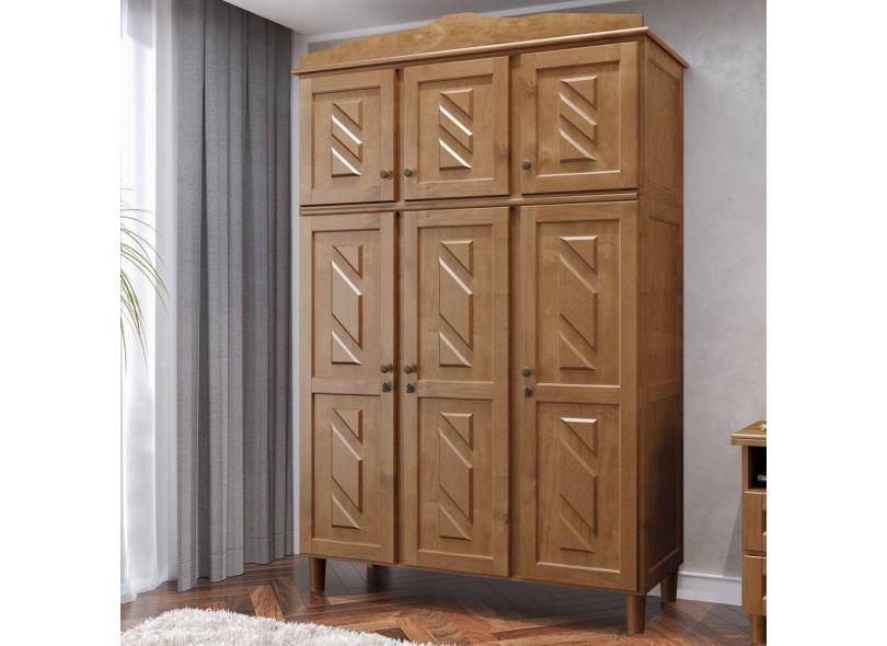 Guarda-Roupa Solteiro Milão 3 Portas Maleiro 2 Gavetas Madeira Pinus ...