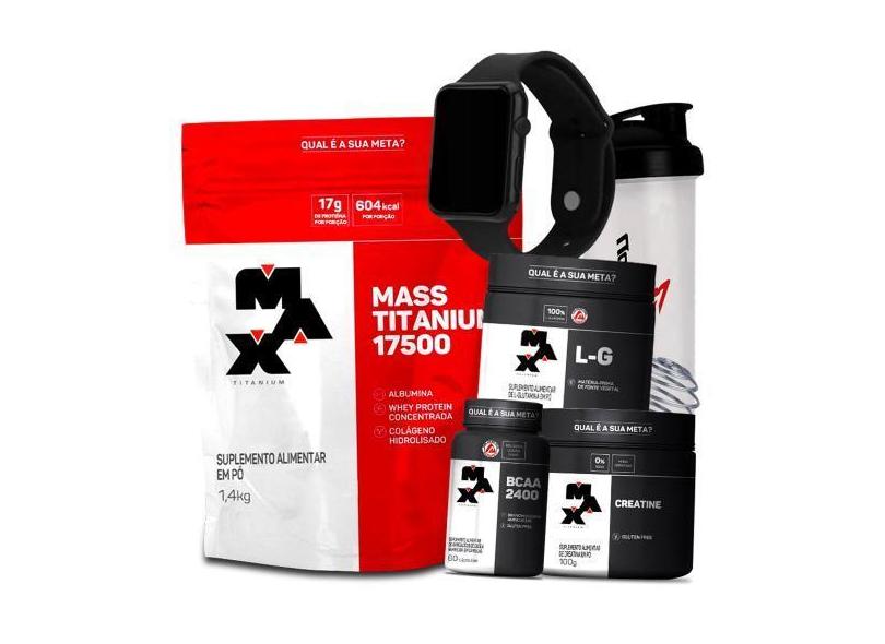 Kit Hipercalórico Massa Max Titanium + Creatina + Bcaa + Glutamina + R ...