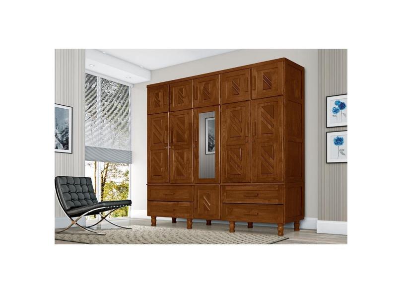 Guarda Roupa Casal Rústico com Espelho Madeira Maciça Chicago ...