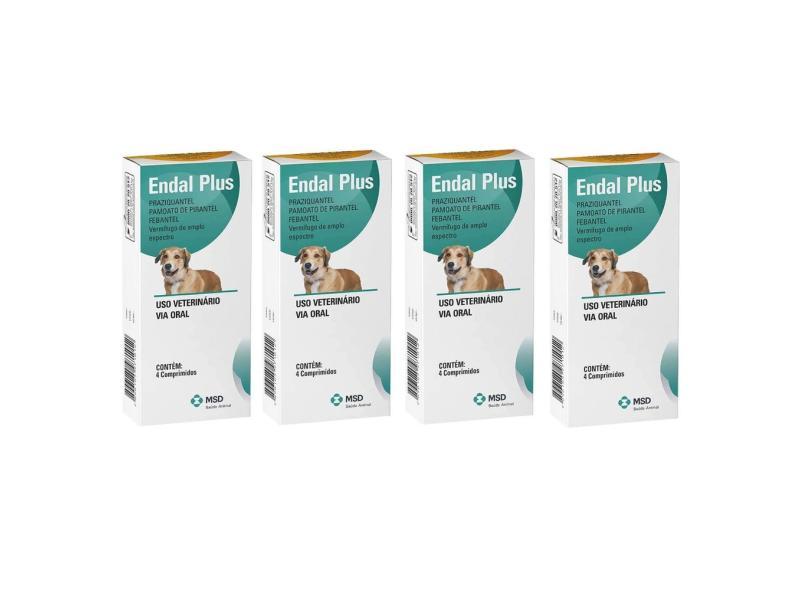 Kit 4 Unidades Vermifugo para Cães Endal Plus (4 comprimidos) - MSD Saúde Animal com o Melhor ...