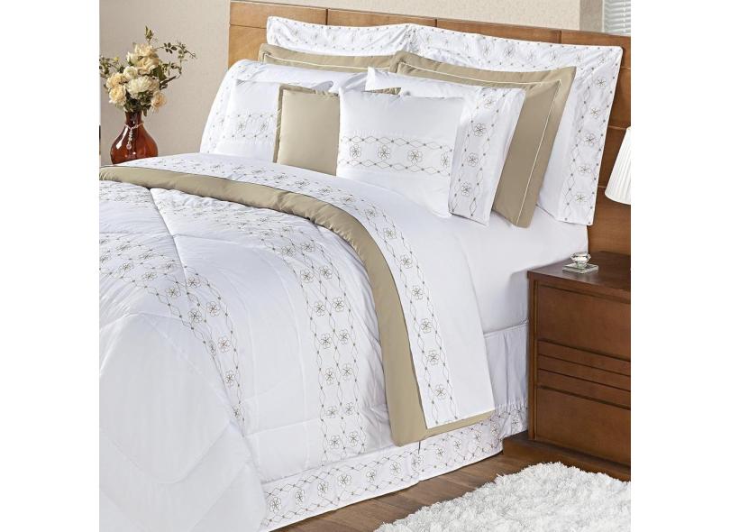 Kit Edredom Bordado Queen 11 Peças Com Bege com o Melhor Preço é no Zoom